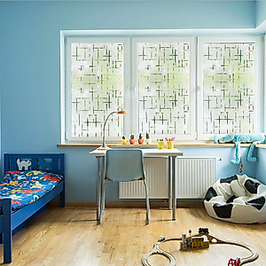 Finnez Frosted Window Film Non-Adhesive, Frosting Privacy Film for Glass Windows, Self Static-Cling Decorative Window Cling for Home Office UV Protection Cross Pattern 17.5 x 78.7 inches