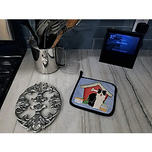 Caroline's Treasures BB2872PTHD Dog House Collection Border Collie Black White Pair of Pot Holders Kitchen Heat Resistant Pot Holders Sets Oven Hot Pads for Cooking Baking BBQ, 7 1/2 x 7 1/2