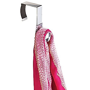 mDesign Modern Metal and Plastic Office Over The Cubicle Storage Organizer Hooks - Wall Panel Hangers for Hanging Accessories, Coats, Hats, Purses, Bags, Keychain - 2 Pack - Clear/Brushed