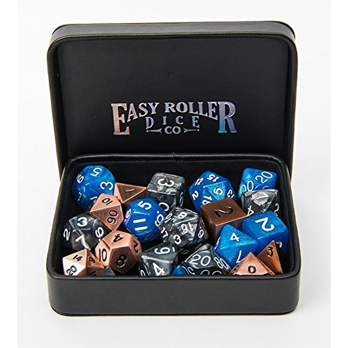 Dice Display and Storage Box – Display Your Favorite 7 Piece Set or Store up to 21 Dice. Leatherette Material with Removable Foam Insert