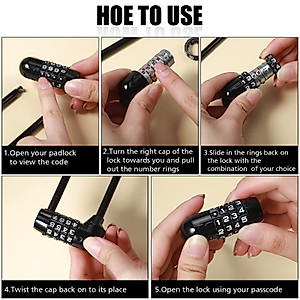 Shimeyao 4 Pieces 6 Inch Long Shackle Combination Lock 4 Digit Outdoor Waterproof Padlock with Resettable Code for School Gym Locker, Sports Locker, Fence, Gate, Toolbox, Case Storage, Black