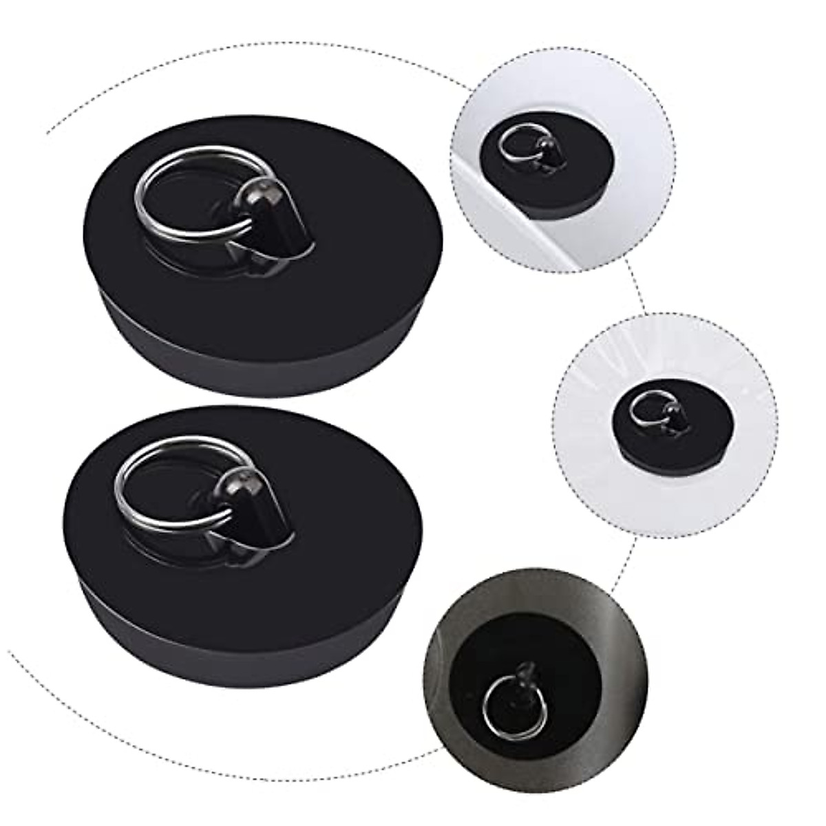 CAXUSD 4pcs Rubber Sealing Cap Suction Sink Stopper Sink Strainer Plug Drain Bath Plug Bathtub Plug Kitchen Sink Stopper Bathtub Drain Cover Bathtub Stopper Shower Stopper PVC Black