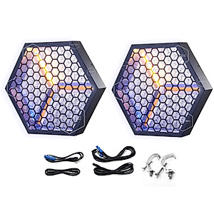WOLTEC Hexagonal Retro Stage PAR Light for Disco and DJ Parties Background Effect – A Sound Active 3 x 60W WW and 47 RGB LED Rave Light with Tungsten-Look Filament and RGBW Glow of Strobe Lamp