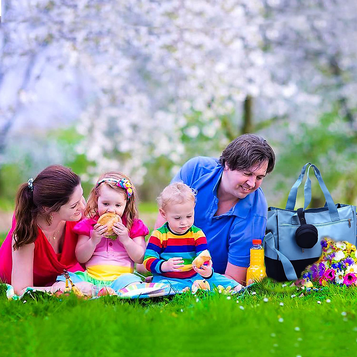 Lumier Diaper Tote Bag -Travel Bag with Changing Pad, Stroller Strap, Pacifier Case -Baby Boy Girl Registry Gift for Mom,Dad