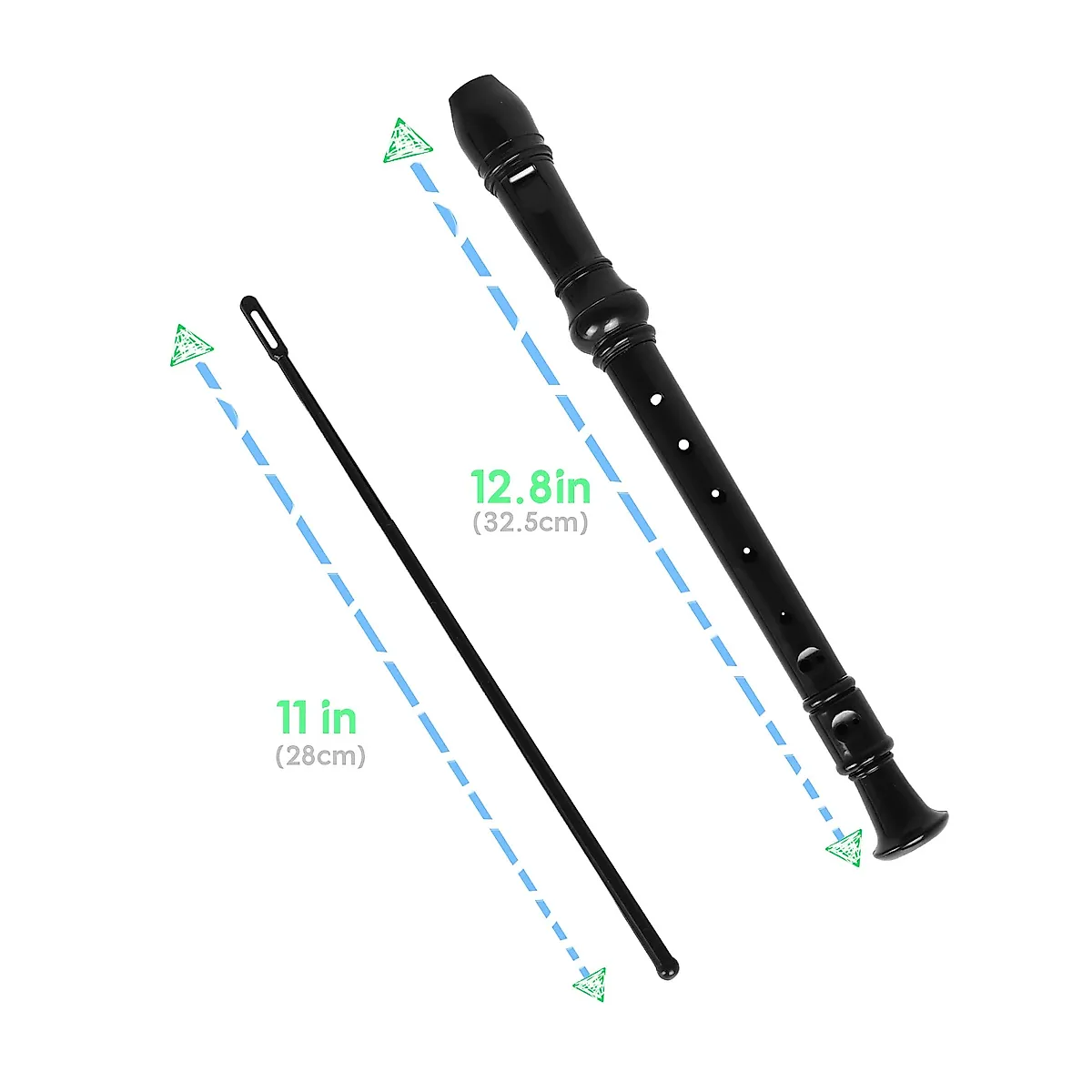 Mr.Power Soprano Recorder for Beginners School Students German Style C Key 8 Holes 3 Piece Instrument with Cleaning Rod, Thumb Rest, Fingering Chart, Packing Bag (Black)