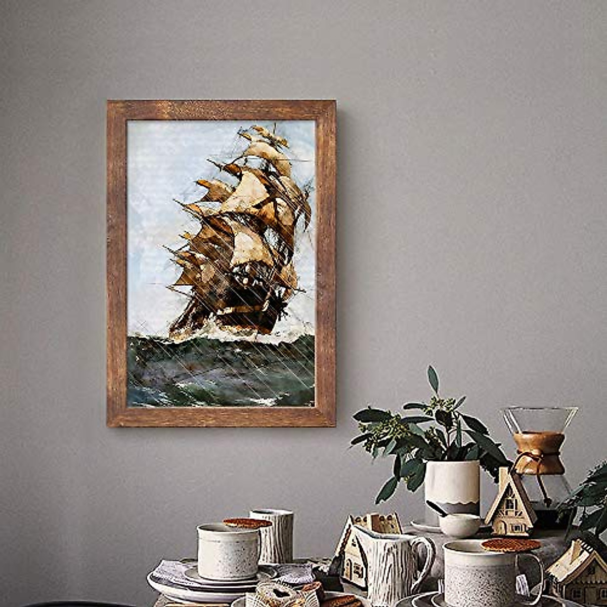 11x17 Frame Vintage Brown Smooth Molding 11x17 Poster Frame, Photo Frame for Wall Hanging, 3 Pack