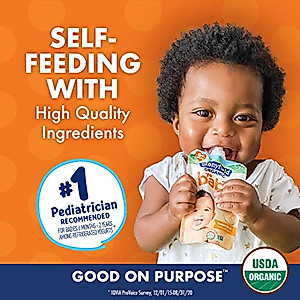 Stonyfield Organic YoBaby Whole Milk Banana & Oat Yogurt Pouches for Babies 6 Months & Older, 3.4 oz., 4 Ct