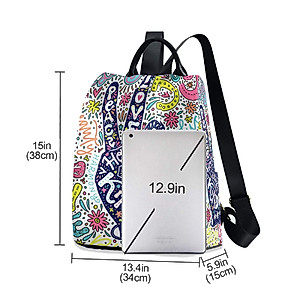 ALAZA Floral Peace Sign Gesture Backpack Purse for Women Anti Theft Fashion Back Pack Shoulder Bag