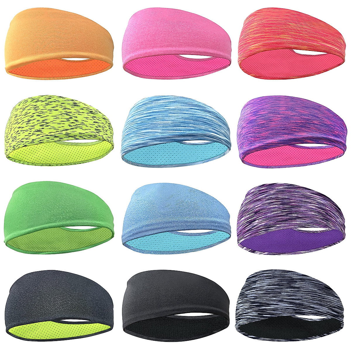 JOYOYO 12 Colors Kids Headbands Breathable Athletic Sweatbands Sports Headband for Girls and Boys Moisture Wicking Elastic Hairband for Toddler Children and Teenagers