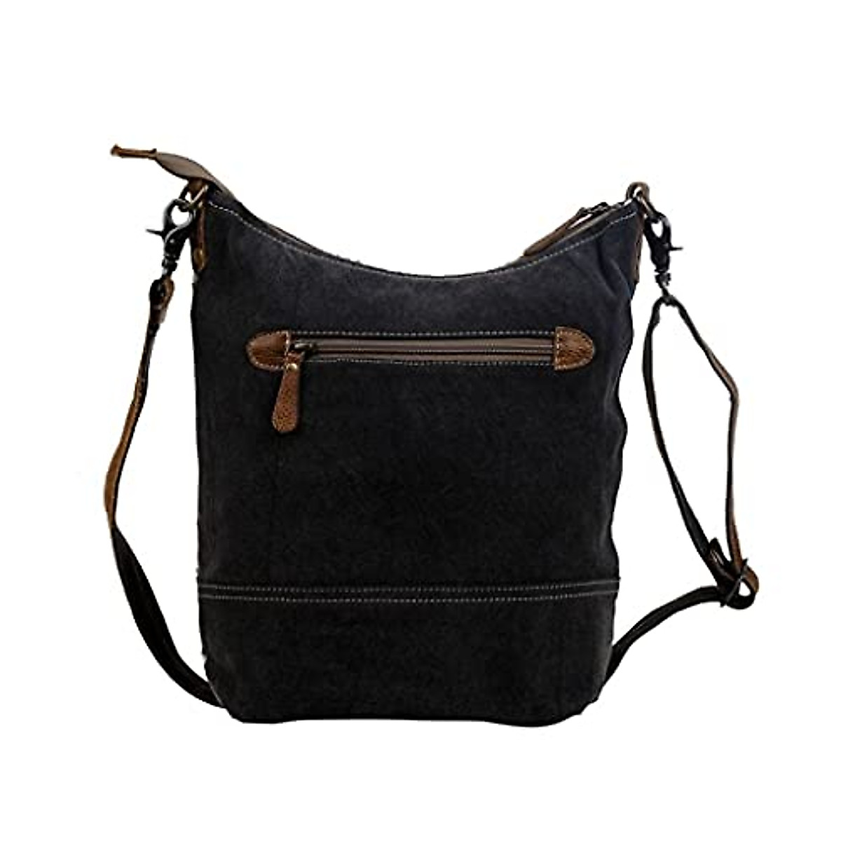 Myra Bag Unconventionally Etched Shoulder Bag Upcycled Cotton & Cowhide Leather S-2862