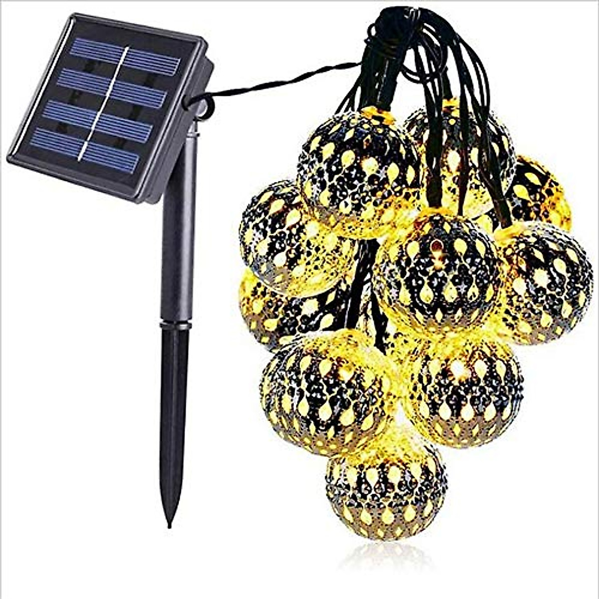 WESSD Solar Powered String LED Globe String Lights, Outdoor Starry Lights, Moroccan Fairy Lights, Backyard Lamp for Home, Garden, Party, Festival Decoration