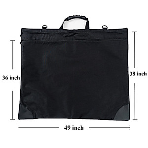 eageus Art Portfolio Case 38 x 49 inches, Waterproof Nylon Large Art Portfolio Bag Artist Canvas Carrying Bag with Soft-sided Shoulder Straps, Black Art Storage Folder for Artwork Organization