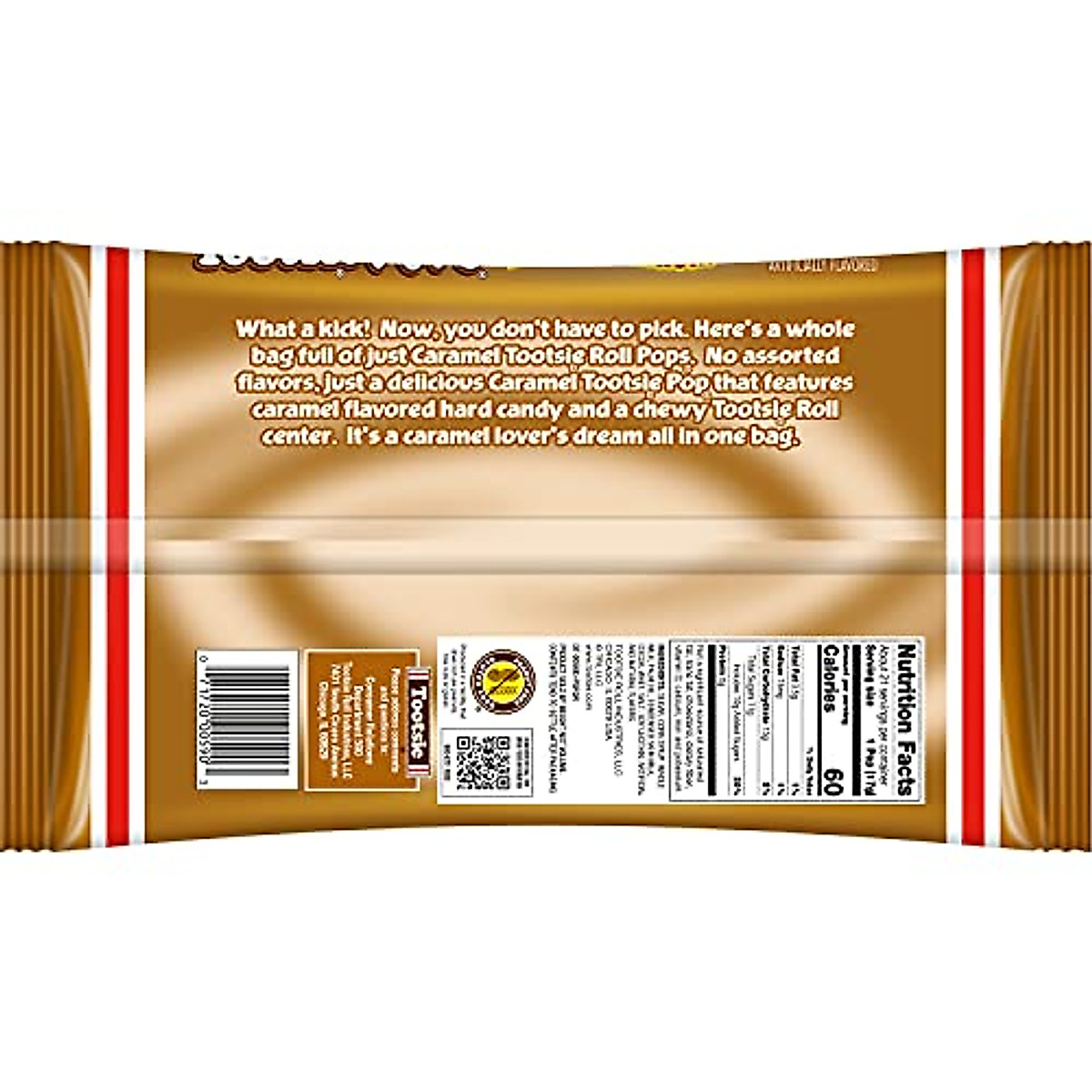 Tootsie Pops Limited Edition Individually Wrapped Single Flavor Lollipops with Tootsie Roll Center, Caramel, 12.6 Ounce