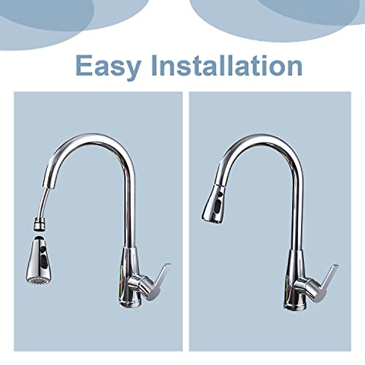 BANGPU Pull Out Faucet Sprayer Head Replacement 3 Function Kitchen Bathroom Sink Facuets Spray Nozzle Part Pull Down Spray Head for Kitchen Sink Faucets, Chrome Polished