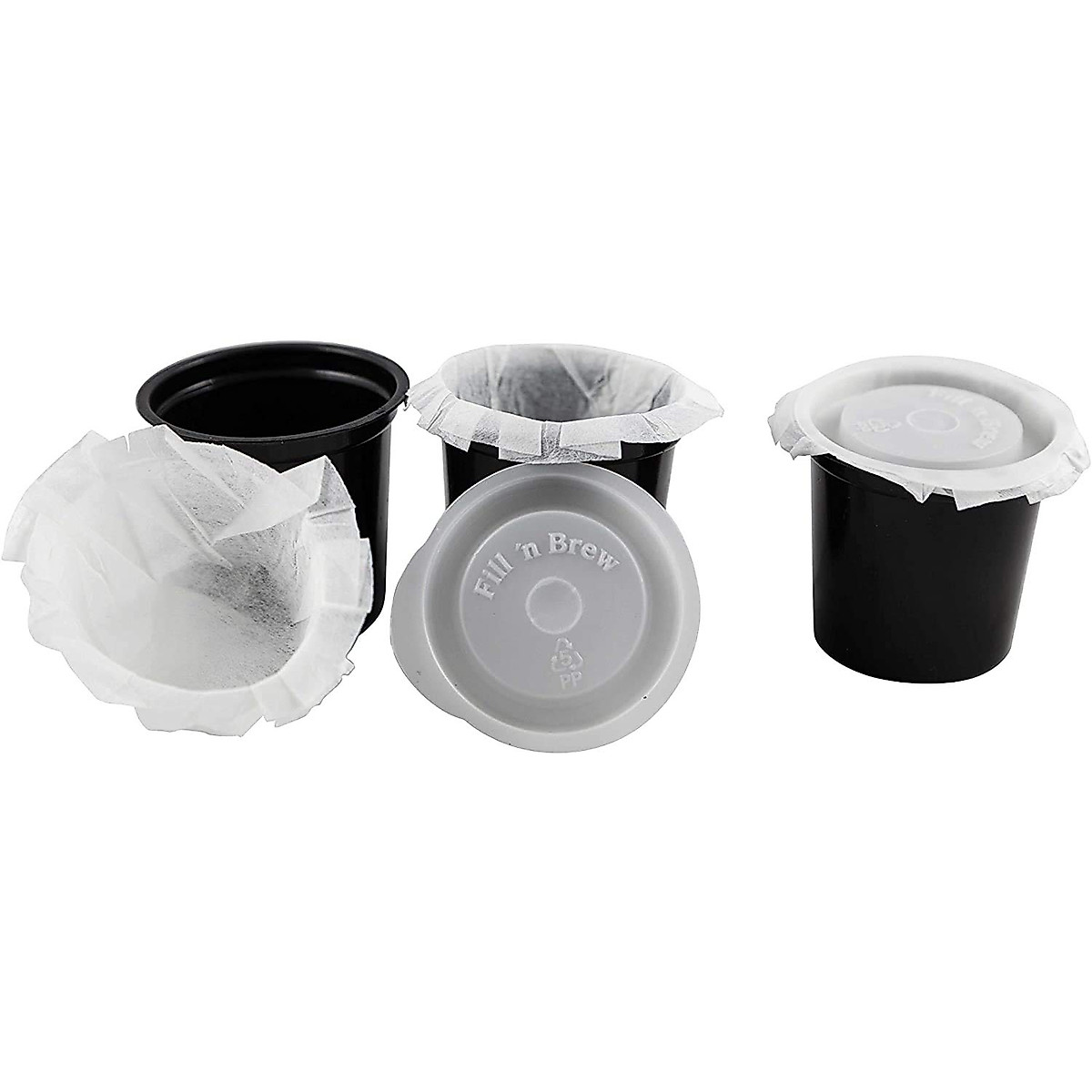 Fill 'n Brew Individual Disposable Coffee Pods for use with Coffee Makers: 24 fillable coffee pods, filters & lids