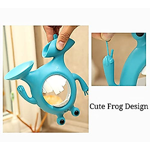 Cartoon Frog Fun Kids Toothbrush Holder with Suction Cup for Bathroom,Toothpaste Holder with Cup for Mounting on Smooth Wall for Toddler Kids Baby Boys Girls in Bathroom Shower Bedroom Office (Blue)