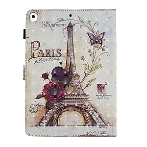 UUcovers iPad 10.2 inch Case 9th/8th/7th Generation (2021/2020/ 2019) & iPad Air 3 (10.5") 2019/iPad Pro 10.5" 2017 with Pencil Holder [Auto Wake/Sleep] Stand Smart PU Leather Folio Cover,Paris Tower