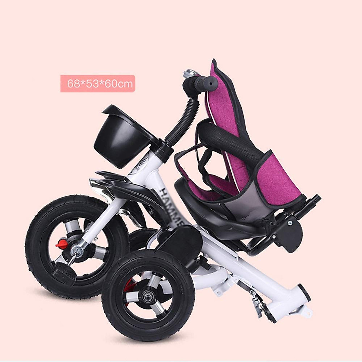 ZWJ-Children Tricycle Kid Trike Foldable Kids Trike, Portable Tricycle with Rotating Seat, 3 Wheel Toddlers Children Bike, 8 Months to 6 Years Old (Color : Blue)