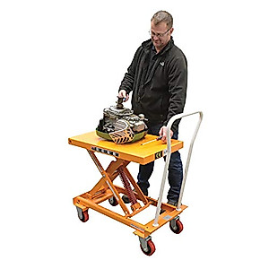 Vestil SCSC-400-2032 Steel Self-Elevating Lift Cart, 400 lbs Capacity, 40" Length, 20" Width, 30-1/2" Height