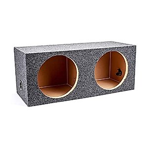 QPower 12 Inch Heavy-Duty Dual Sealed Carpet Covered Durable Car Audio Vehicle Subwoofer Enclosure Woofer Box, Charcoal Gray
