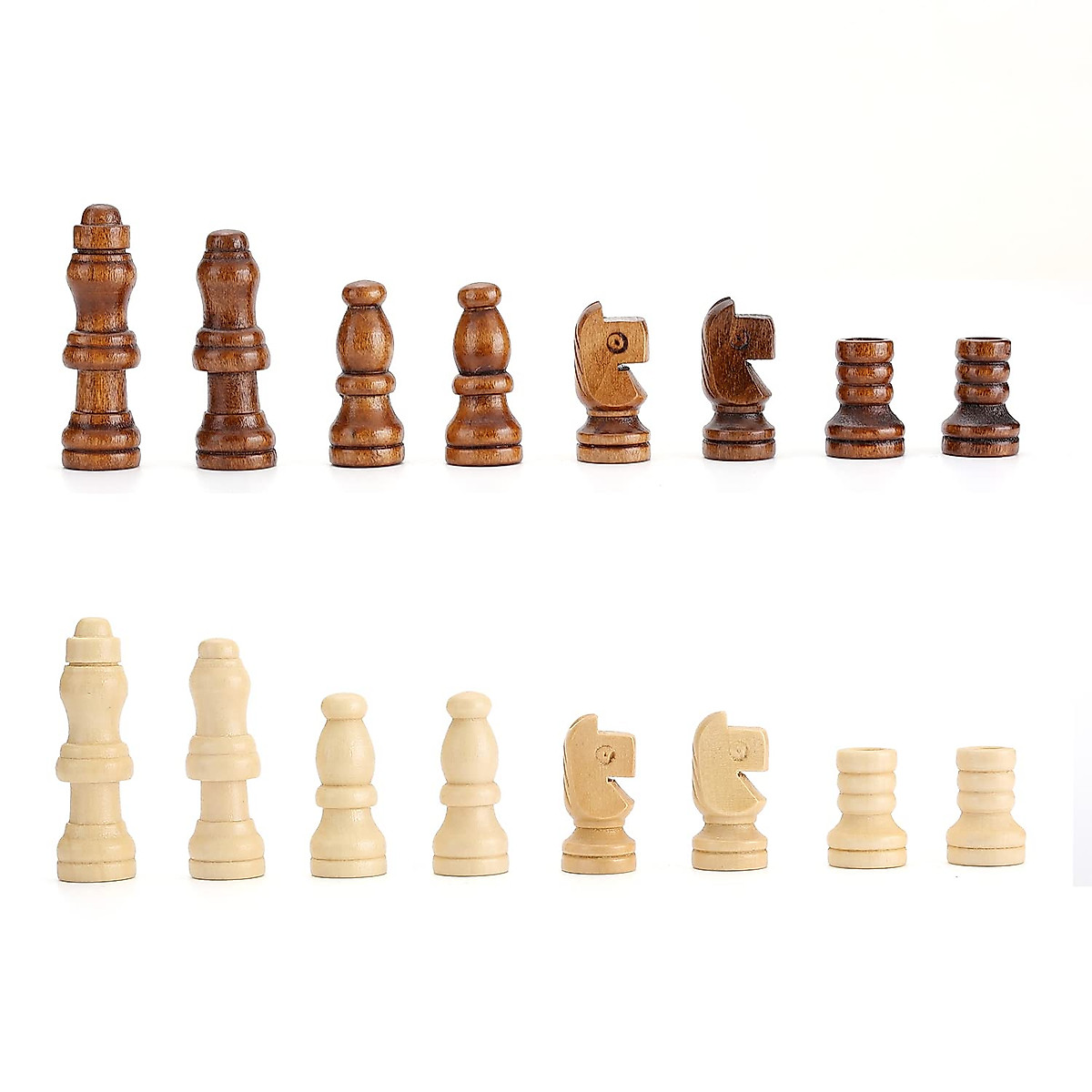 YB-OSANA 62 Pieces Wooden Checker Pieces & Chess Pieces 2 in 1 Chess Game Set Board Games Accessories Classic Wooden Chess Game Set in 2 Styles and 2 Colors