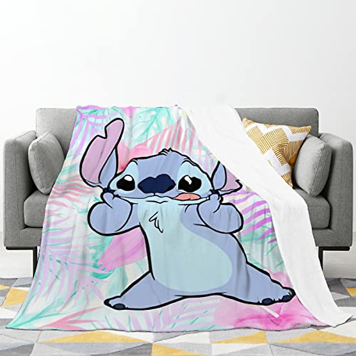 Stitch Blanket Stitch Gifts for Girls Stitch Throw Blanket for Kids Women Adults Cartoon Flannel Fleece Blankets for Couch Bed Sofa 40"x50"