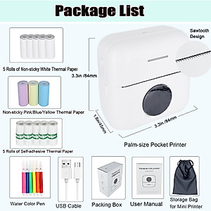 Mini Inkless Sticker Printer , HD Mini Thermal Sticky Note Printer Print Pod Sticker Maker, Mini Portable Bluetooth Pocket Printer for School Notes DIY Label/Lists, Mini Printer for iPhone & Android