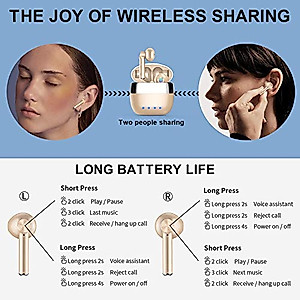Wireless Earbuds, Bluetooth 5.2 ENC Noise Cancelling Deep Bass in-Ear Stereo Earphones, IPX6 Waterproof Headphones with Mic, USB-C Charging Case, Touch Control Ear Buds Headset for iPhone Android iOS
