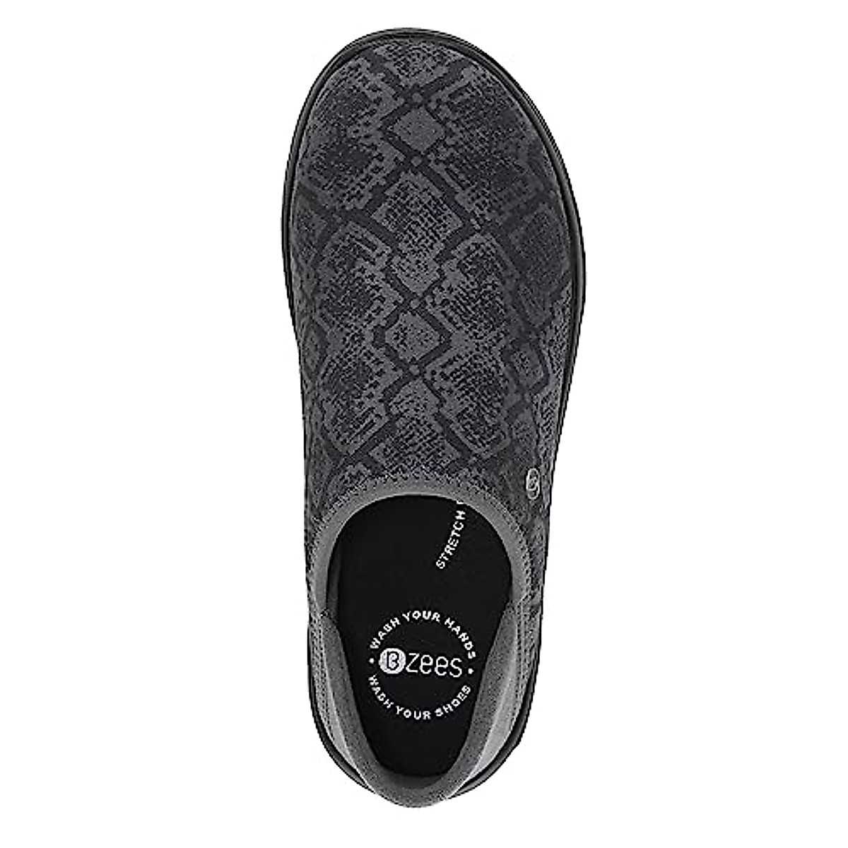 BZees Womens Getaway Slip-On Sneaker Grey Snake Print 11 M