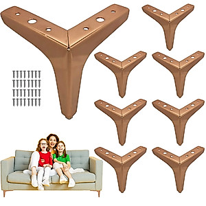 Metal Furniture Legs Feet Set of 8 – Rose Gold Pink Couch Sofa Legs 4 Inch For Furniture Cabinet Bed Chair Nightstand TV Stand , Patas Metalicas Oro Rosada Para Muebles Sofas Sillas Base Cama Modernos