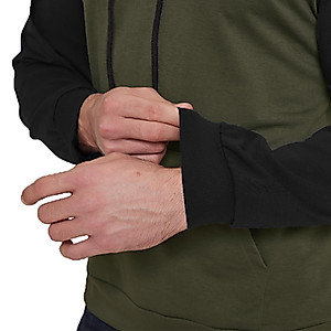 H HYFOL Men's Sweatshirt USA FLAG Patriotic Graphic Polyester Hoodies for Men Pocket Raglan Long Sleeve Sweatshirts(Olive Green,L)