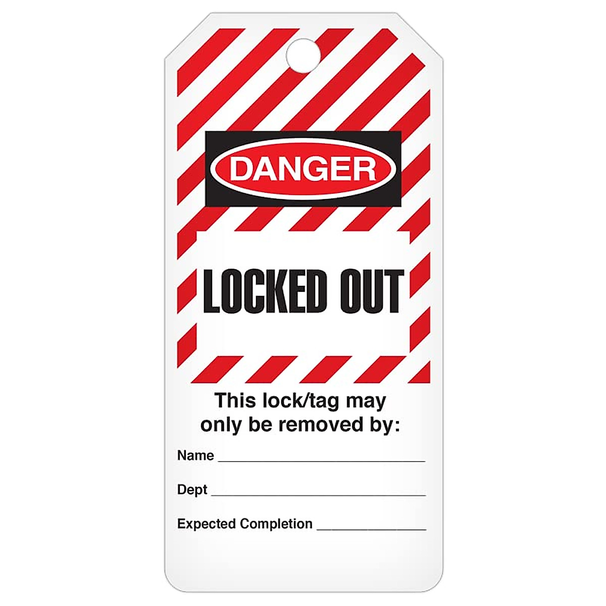 INCOM Manufacturing Lockout Tags On A Roll, Danger Locked Out, Heavy-Duty Polytag Stock, Waterproof and Tear-Resistant, Red/Black On White, 6.25 Inch X 3 Inch X 10 Mil Thickness, 100 pack, RT6027C
