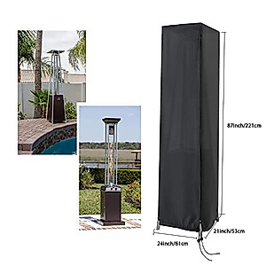 Aidetech Patio Heater Cover, Outdoor Standing Square Heater Covers with Zipper Waterproof Windproof Thicker Oxford (Black, 87" H x 21" W x 24" D Inch)
