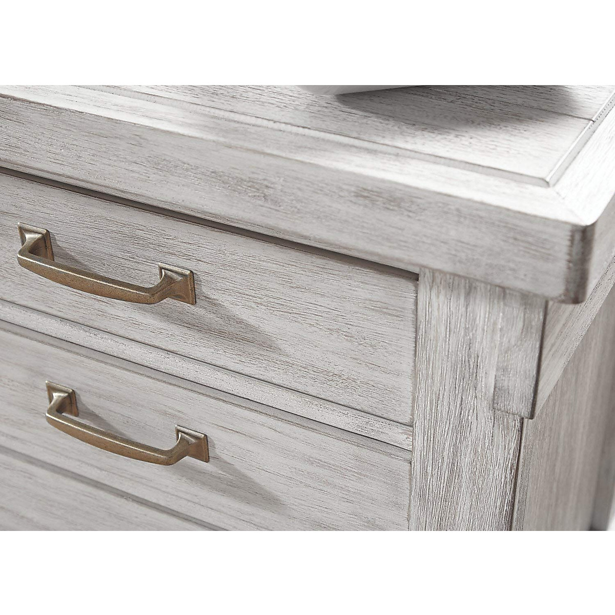 Signature Design by Ashley Brashland Farmhouse 3 Drawer Nightstand with Dovetail Construction, 2 Electrical Outlets & 2 USB Charging Ports, Textured White