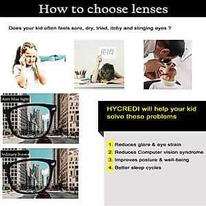 Hycredi Kids Blue Light Blocking Glasses，Anti Eyestrain & UV Protection, Computer Gaming TV Phone Glasses for Boys Girls (Clear Pink+Clear)