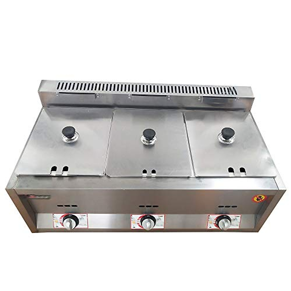 3 Pan 6L Pans Gas Deep Fryer Countertop, Commercial Food Warmer Heater Stainless Steel Buffet Countertop Heating Pot Steamer Soup Warmer for Catering and Restaurant