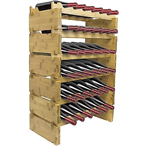 Sorbus Stackable Bamboo Wine Rack — Classic Style Wine Racks for Bottles — Perfect for Bar, Wine Cellar, Basement, Cabinet, Pantry, etc. (6-Tier)