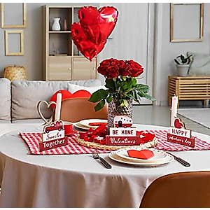 3 Valentines Day Wooden Table Decor Centerpieces for Tables Happy Valentine’s Tabletop Centerpiece Valentine Love Home Desktop Decorations Wood Heart Shelf Decoration Hearts Red Desk Mantle