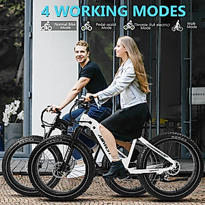airwest Electric Bike, 750W Bafang Motor 28MPH Ebikes for Adult, 26" Fat Tire Electric Bicycle with Removable 48V 15Ah LG Battery & Fast Charger, Shimano 7-Speed, Lockout Fork Electric Mountain Bike