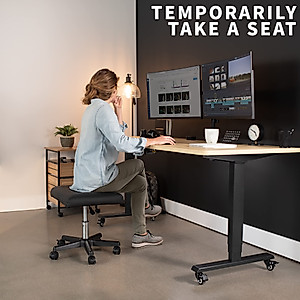 VIVO Mobile Footrest with Wheels, Ergonomic Rolling Ottoman Leg Rest for Work Comfort, Height Adjustable Computer Desk Stool with Thick Padding, Office Seat, Black, CHAIR-S04F