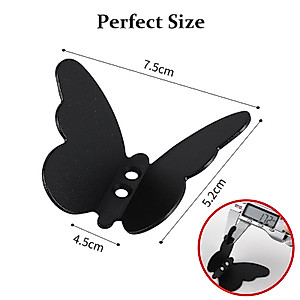 Ideal Swan 6 PCS Hooks for Shower - Stainless Steel Butterfly Shape Hooks, Essentials Elegant and Functional Home Storage Solution for Decor Bathroom Kitchen Home (Black)