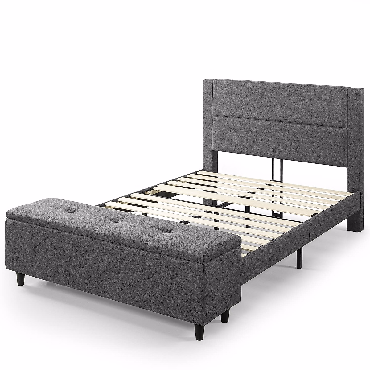 ZINUS Wanda Upholstered Platform Bed Frame with Storage Bench, Mattress Foundation with Wood Slat Support, No Box Spring Needed, Easy Assembly, Full