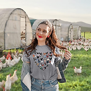 Chicken Shirt Women Funny Chicken Lovers T Shirt Egg Dealer Tee Tops Farm Country Graphic Short Sleeve Tee Grey