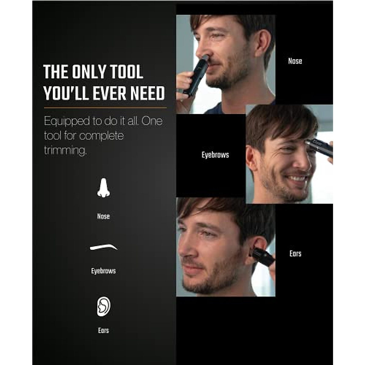 KAWASAKISEIKI M-7 Nose Hair Trimmer – Multifunctional Nose, Ears and Eyebrows Hair Trimmer for Men with Nickel Sterilized Coating and Self-Cleaning Water Resistant Design – Travel Pouch Included