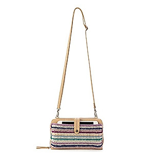 The Sak Iris Large Smartphone Crossbody Bag in Hand-Crochet & Faux Leather, Detachable Wristlet Strap, Mendocino Stripe