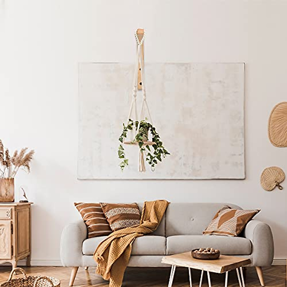 Perfin Wooden Wall Hooks, Plant Hangers Indoor, 8-Inch Wall Mounted Hanging Plant Hooks for Planters, Lanterns, Flower Bracket, Wind Chimes, Decoration Hooks (2 Pack)