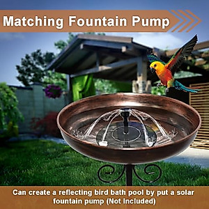 OUISJYER Small Metal Bird Baths for Outdoors, 10" Dia Bowl with Stake Birdbaths Garden Yard Lawn Decor Brown