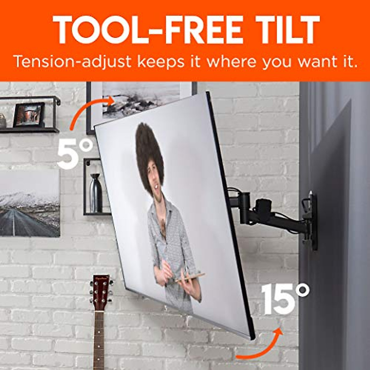 ECHOGEAR Swivel Full Motion TV Wall Mount for TVs Up to 60" - Smooth Extention, Tilt - Wall Template for Easy Install On 1 Stud - After Install Level & Hide Cables with Built-in Cable Management