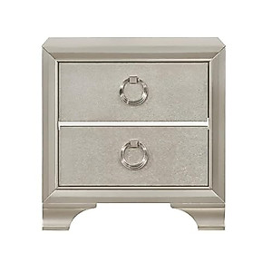 Pemberly Row 2-Drawer Contemporary Wood Nightstand Metallic Silver