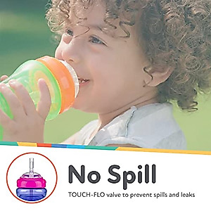 Nuby No-Spill Sippy Cup with Flex Straw - (3-Pack) 10-Ounce Bottles - Sippy Cups for Toddlers 12+ Months - Neutral Color Training Cups for Toddlers